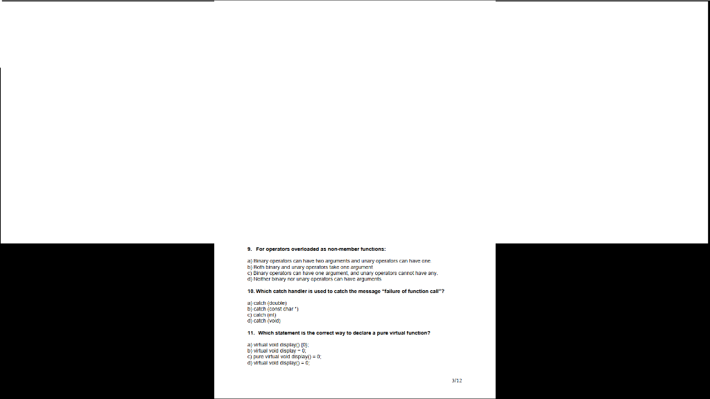 Solved 9 For Operators Overloaded As Non Member Functions