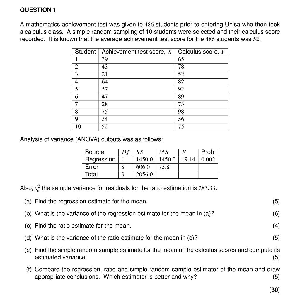 A mathematics achievement test was given to 486 | Chegg.com