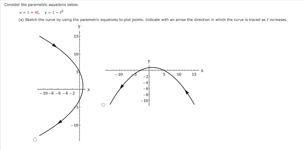 Solved Consider the parametric equations below. x = 1 + 4t, | Chegg.com