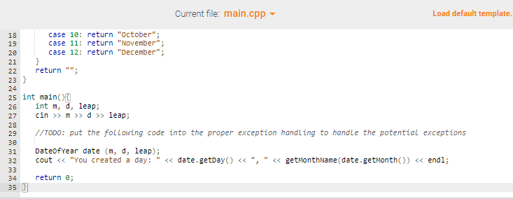 Solved DateOfYear.h Declare two exception classes: - | Chegg.com