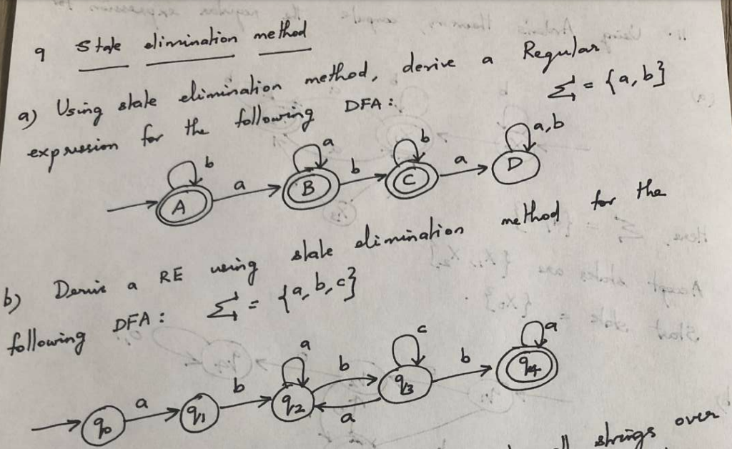 Solved ។ 9. Stale elimination method a Regular { = {a,b} lab | Chegg.com