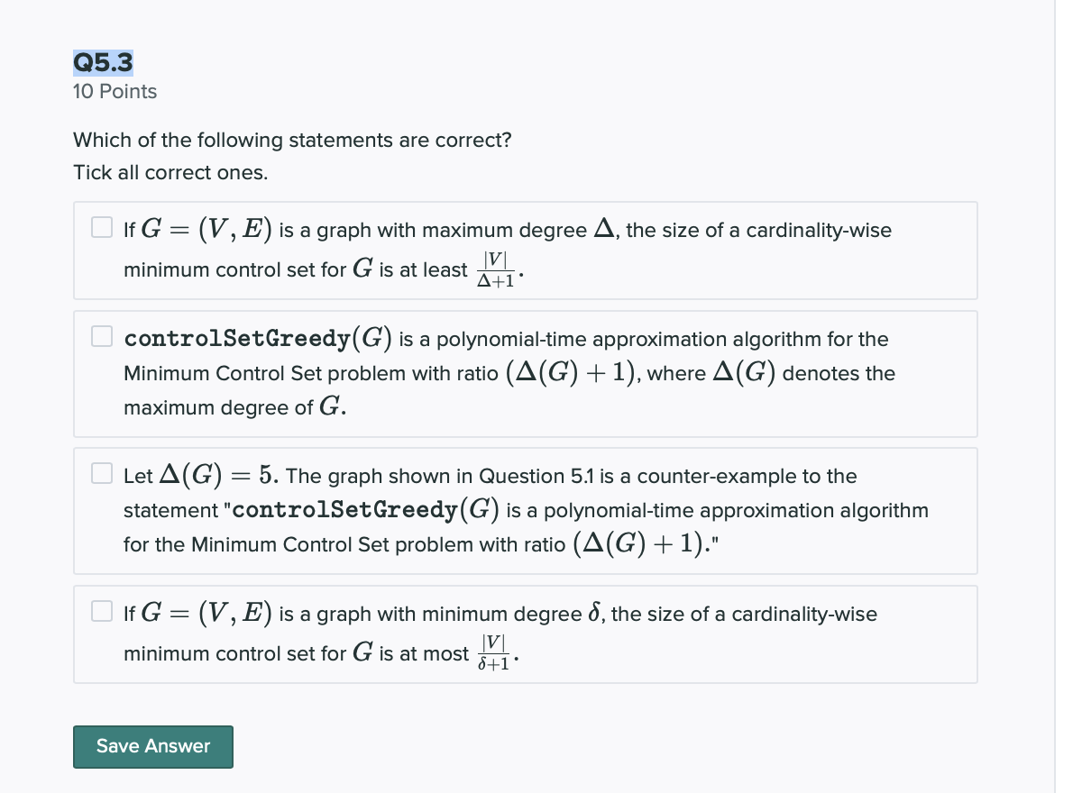 Solved Q5 Approximation: Control Set 22 Points Consider the | Chegg.com