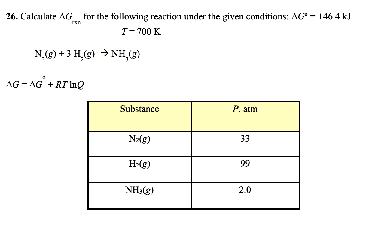 Solved 26. Calculate AG for the following reaction under the | Chegg.com