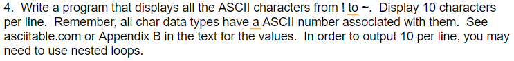 Solved 4. Write a program that displays all the ASCII | Chegg.com