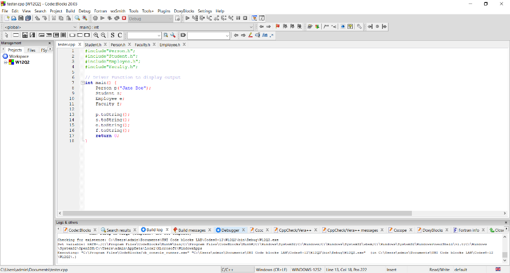 Solved 立。 test Triangle.cpp (W12011 - Code:Blocks 2003 File | Chegg.com