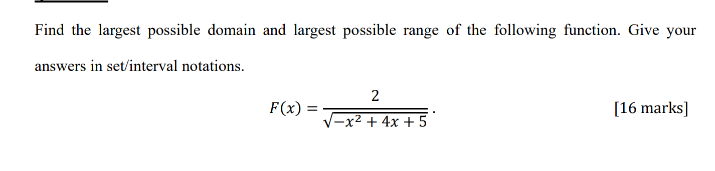 Solved Find the largest possible domain and largest possible | Chegg.com