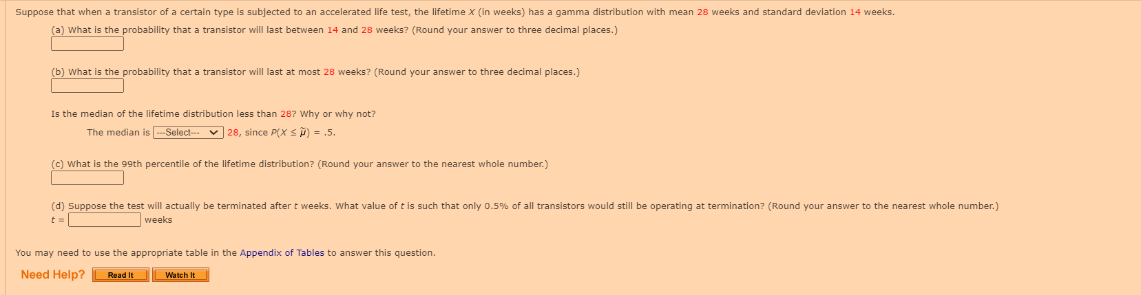 Solved (a) What is the probability that a transistor will | Chegg.com