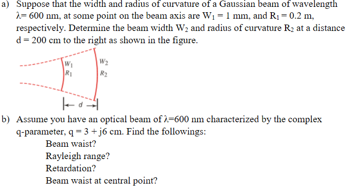 Solved a) Suppose that the width and radius of curvature of | Chegg.com