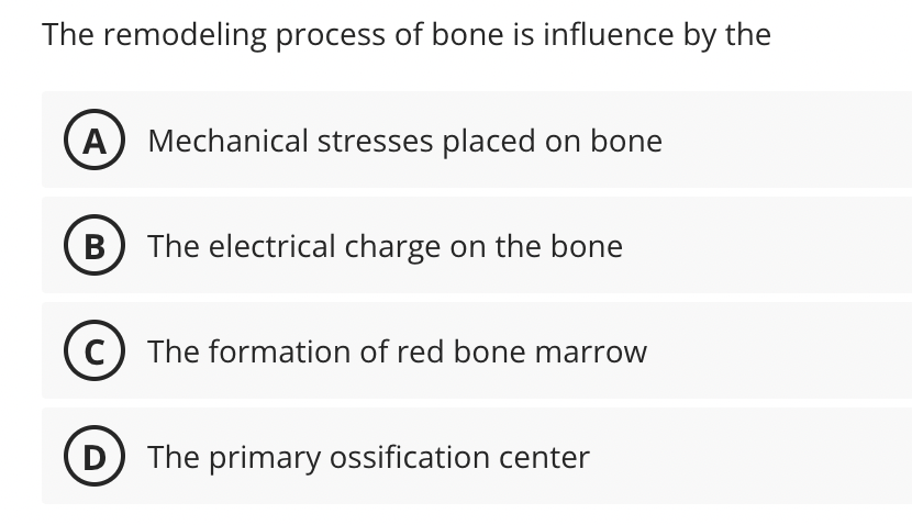 Solved The remodeling process of bone is influence by the | Chegg.com