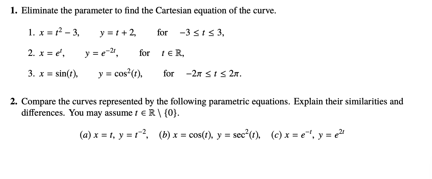 Solved 1. Consider the parametric curve C defined by the | Chegg.com