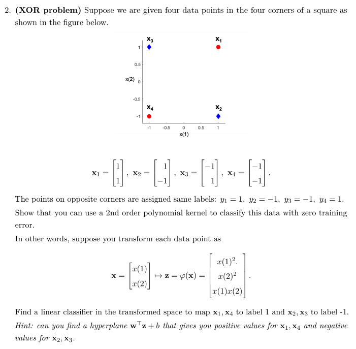 Solved 2 Xor Problem Suppose We Are Given Four Data