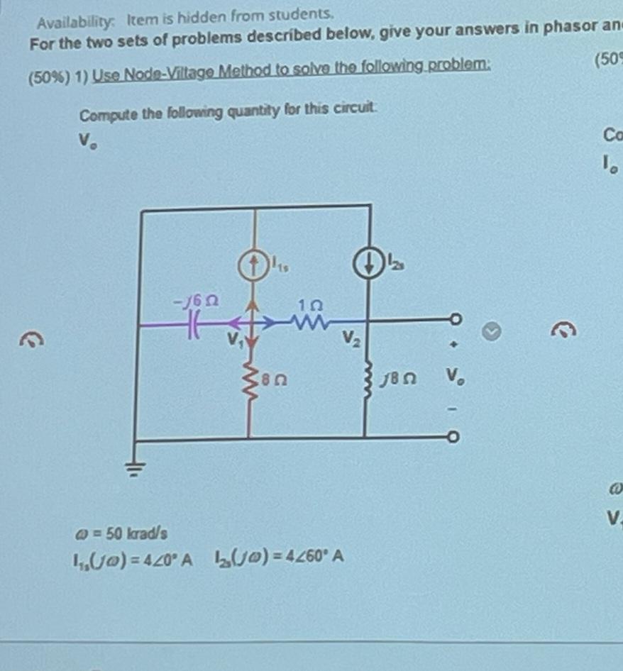 Solved Availability: trem is hidden from students. For the | Chegg.com