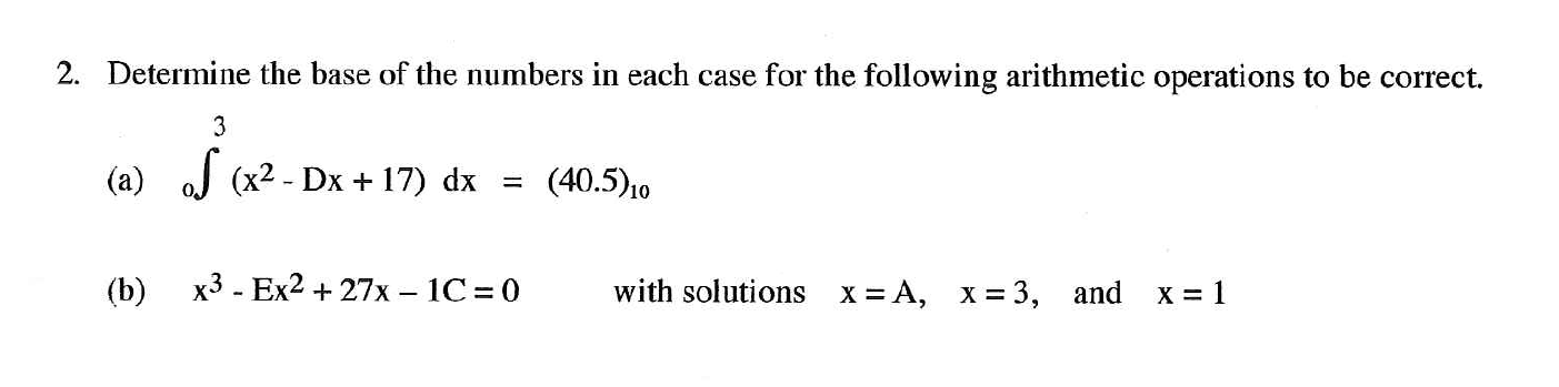 Solved 2. Determine the base of the numbers in each case for | Chegg.com