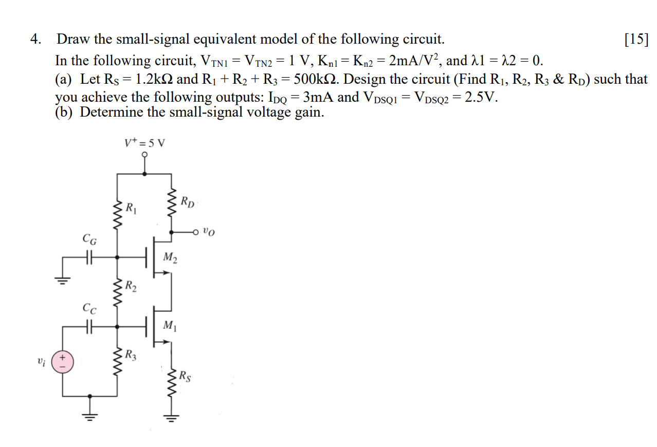 Solved 4. Draw the small-signal equivalent model of the | Chegg.com