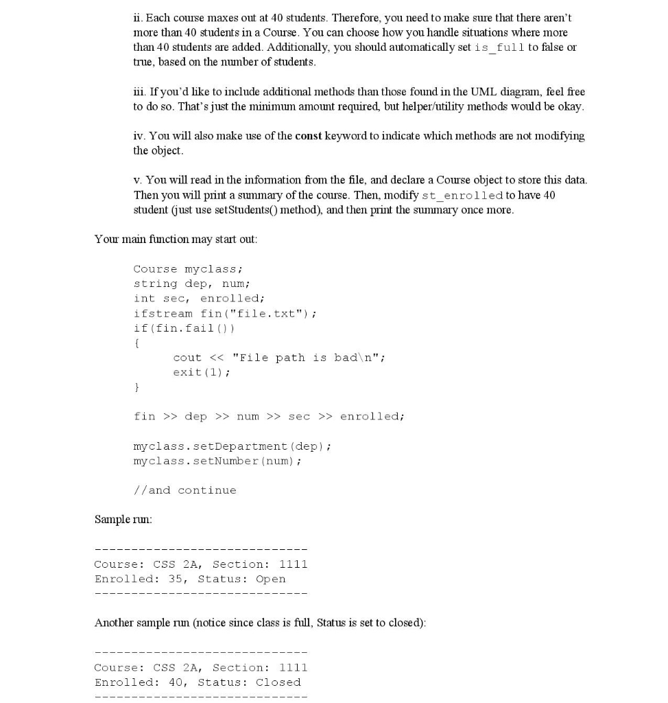 Solved objects and vectors implement a Course | Chegg.com