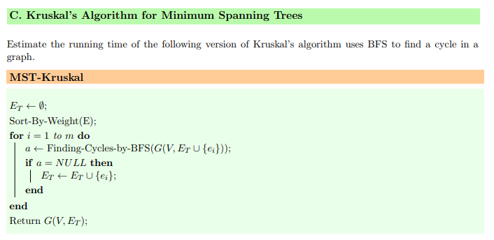 Solved C. Kruskal's Algorithm for Minimum Spanning Trees | Chegg.com