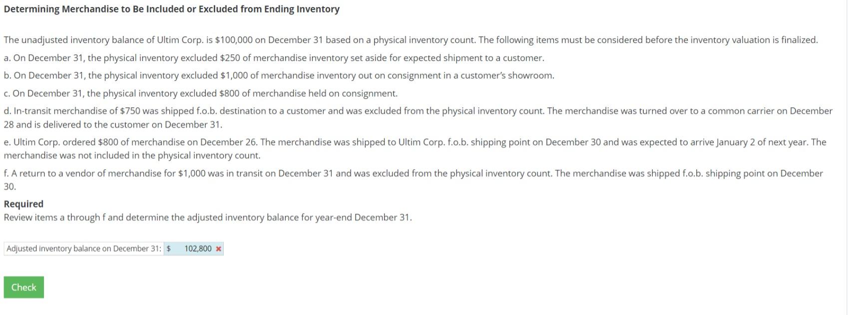 Solved Determining Merchandise to Be Included or Excluded | Chegg.com