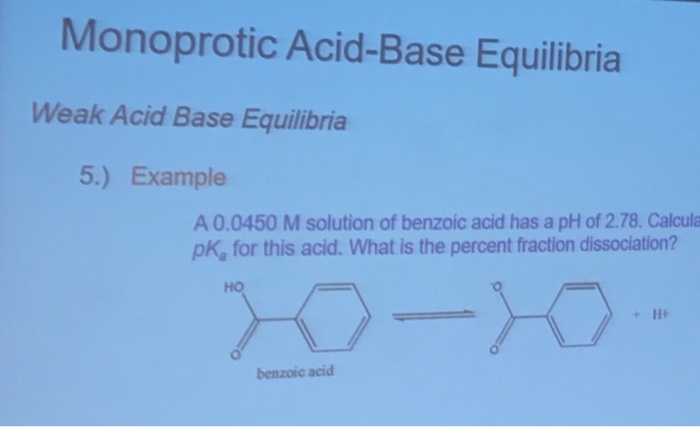 Solved Monoprotic Acid-Base Equilibria Weak Acid Base | Chegg.com