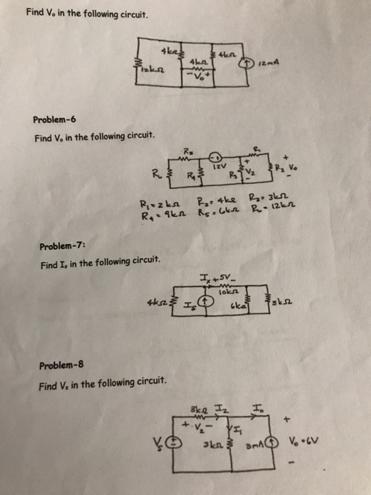Solved Find Vo in the following circuit. izmA Problem-6 Find | Chegg.com