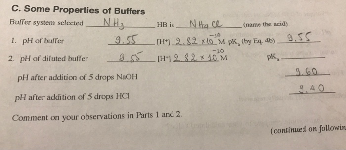 C. Some Properties of Buffers On the lab bench we | Chegg.com
