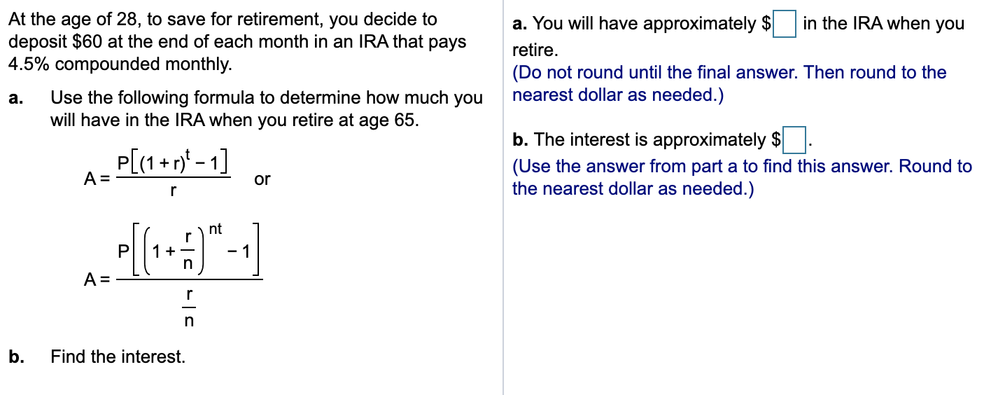 Solved At the age of 28, to save for retirement, you decide | Chegg.com