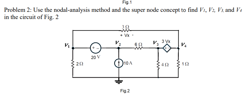 Solved Problem 2: Use the nodal-analysis method and the | Chegg.com