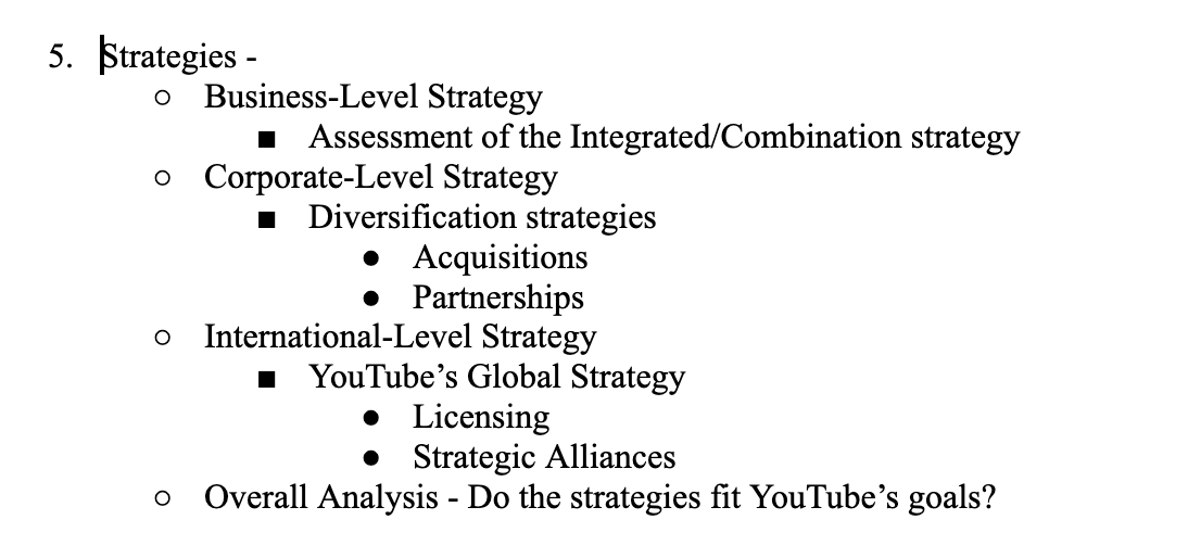 YouTube Strategies - - Business-Level Strategy - | Chegg.com