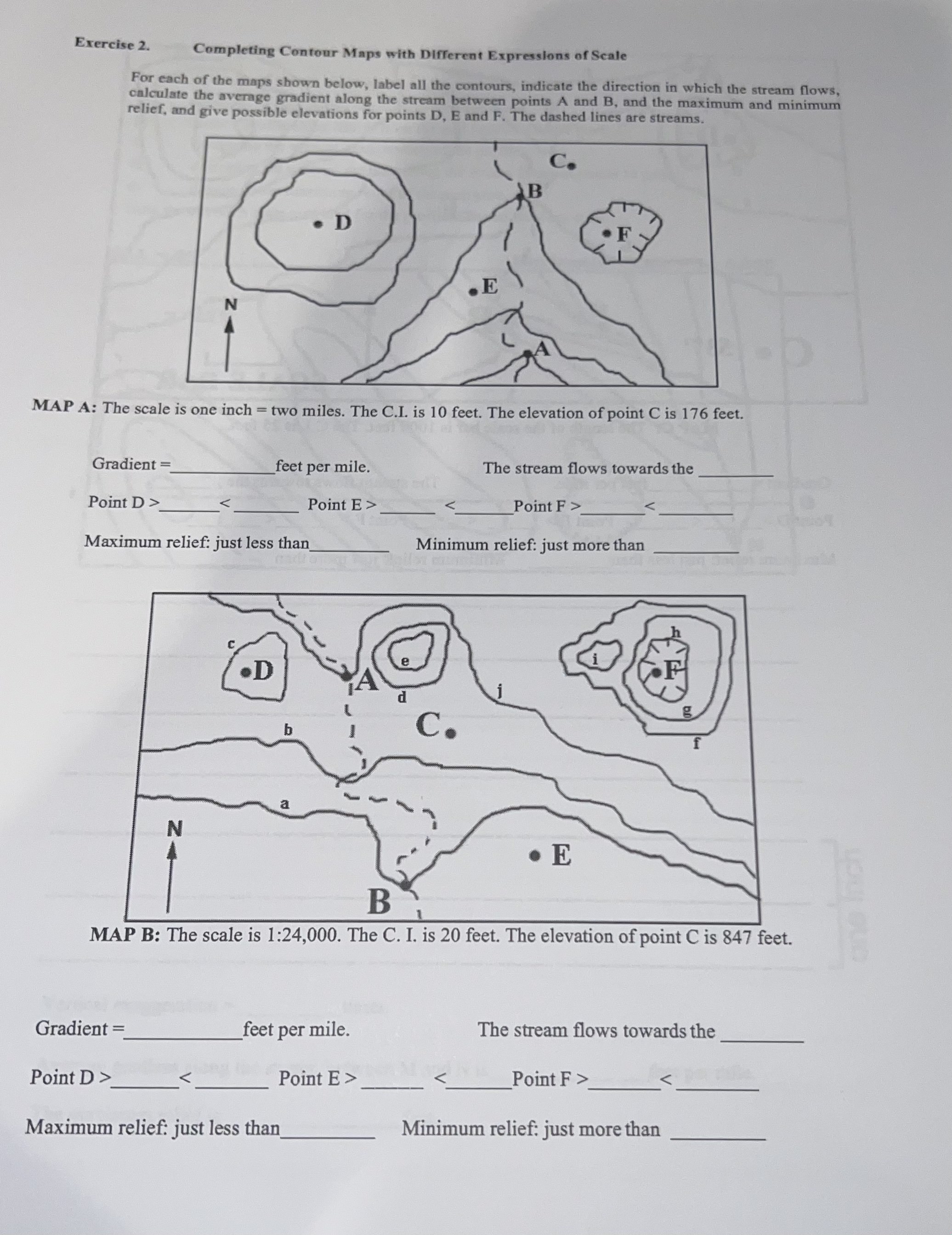Solved Exercise 2. Completing Contour Maps with Different | Chegg.com