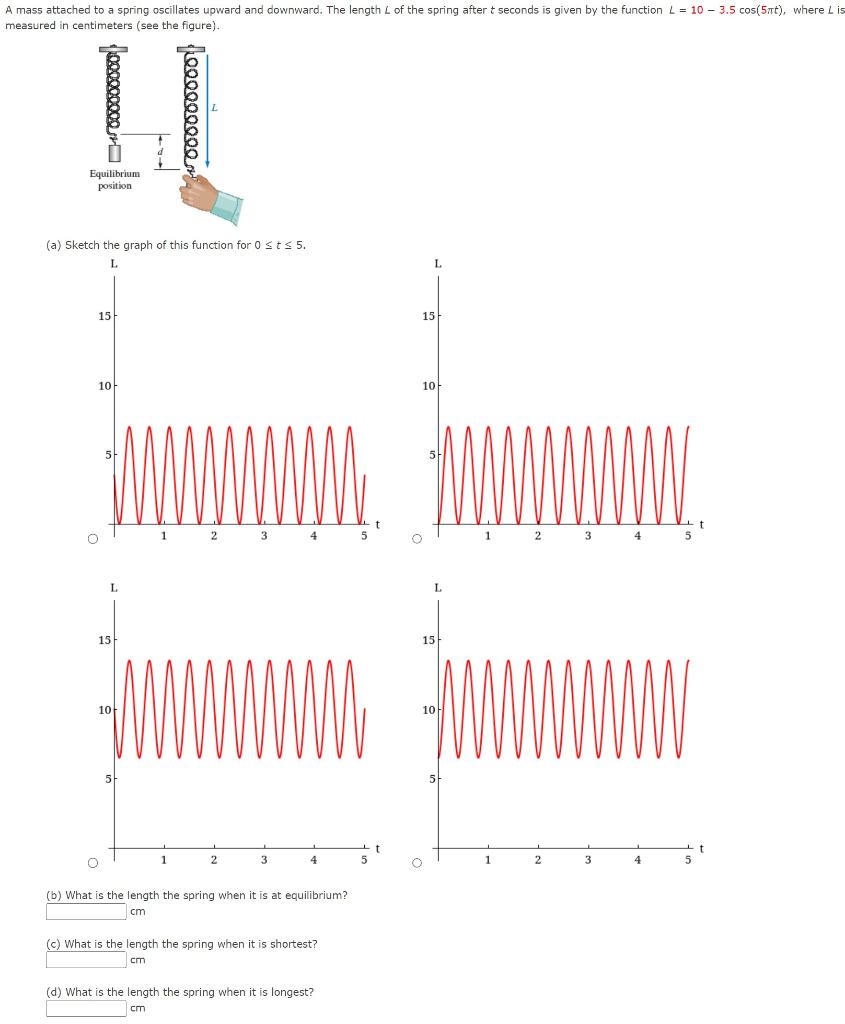 Solved 5 attached to a spring oscillates upward and | Chegg.com