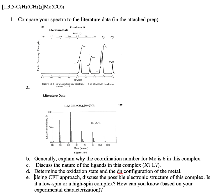 Solved [1,3,5−C6H3(CH3)3]Mo(CO)3 1. Compare your spectra to | Chegg.com