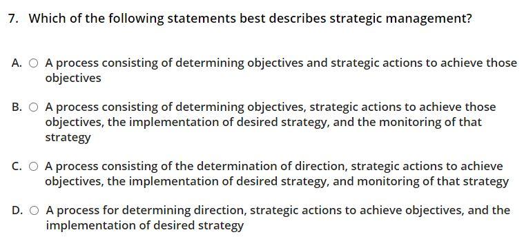 Solved 7. Which of the following statements best describes | Chegg.com