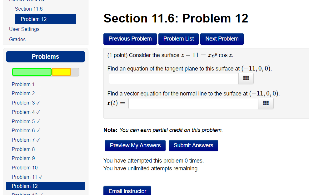 Solved Section 11.6 Problem 12 Section 11.6: Problem 12 User | Chegg.com
