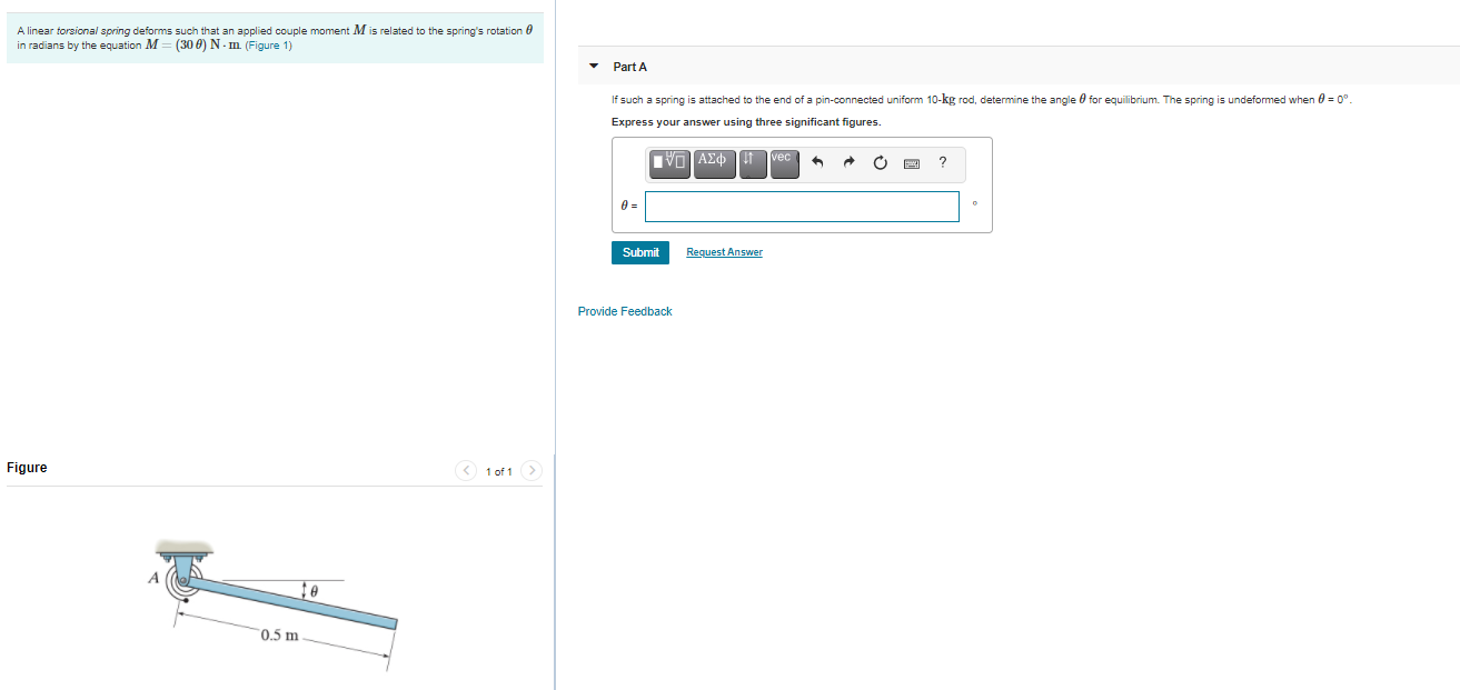 Solved A linear torsional spring deforms such that an | Chegg.com