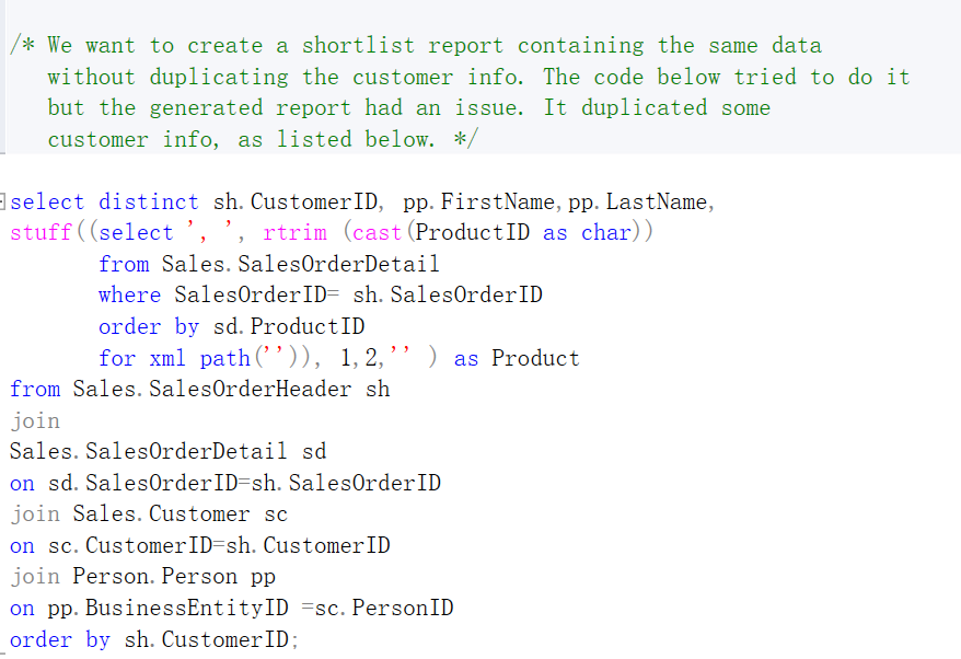 /* Use an AdventureWorks database */ * The following | Chegg.com