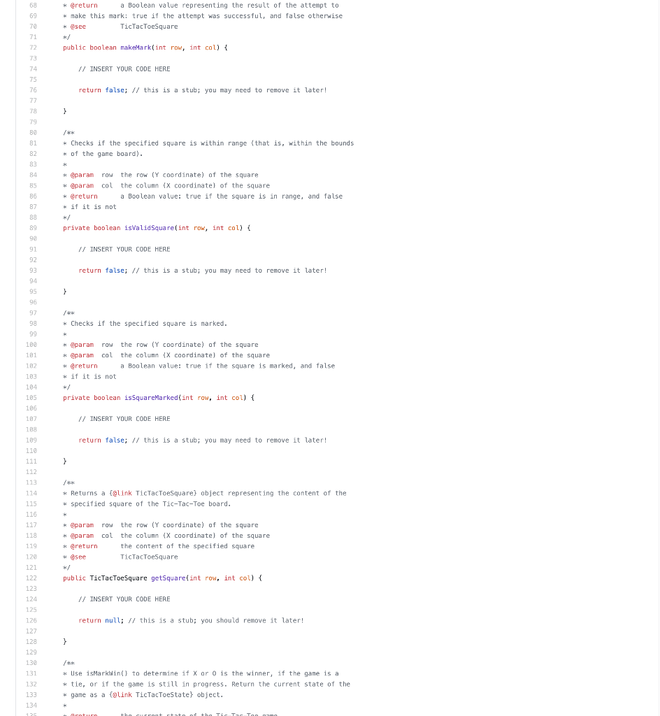 I'm in need helping implement Code Tictactoe Java. I | Chegg.com