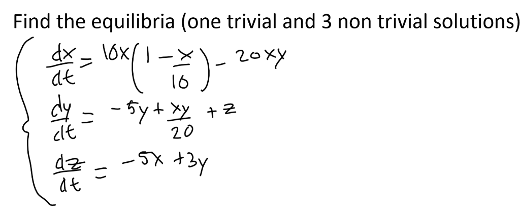 Solved Find the equilibria (one trivial and 3 non trivial | Chegg.com