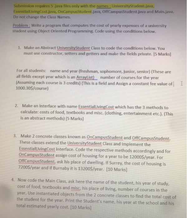 Solved Submission requires 5 java files only with the | Chegg.com