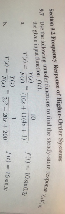 Solved Use the following transfer functions to find the | Chegg.com