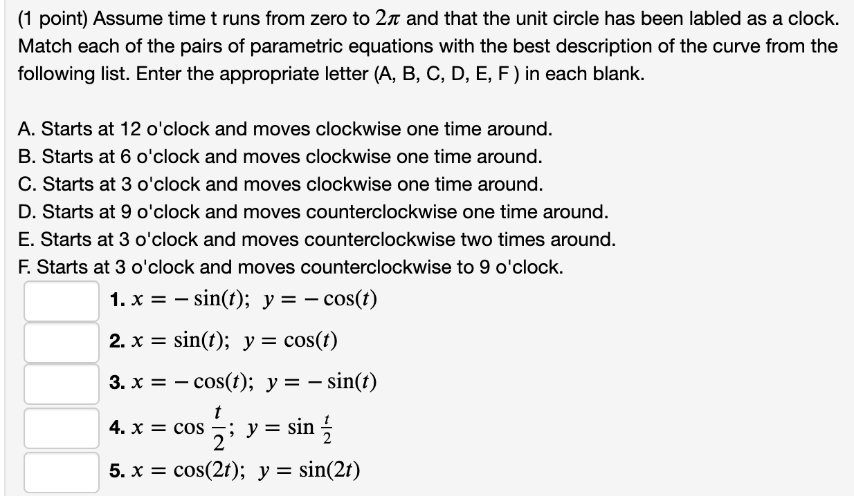 Solved (1 point) Suppose parametric equations for the line | Chegg.com