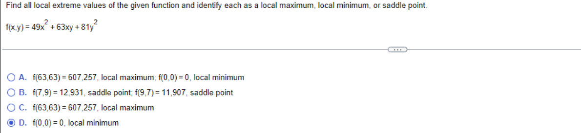 Solved Find all local extreme values of the given function | Chegg.com