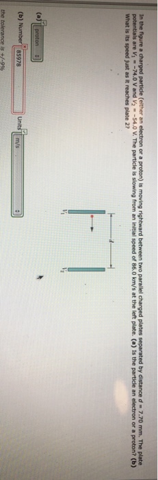 Solved or a proton) is moving rightward between two parallel | Chegg.com