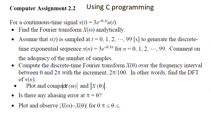 Solved Computer Assignment 2.2 Using C programming For a | Chegg.com