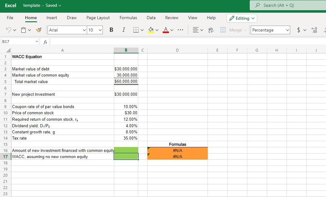 Solved Excel Online Structured Activity: WACC Estimation On | Chegg.com