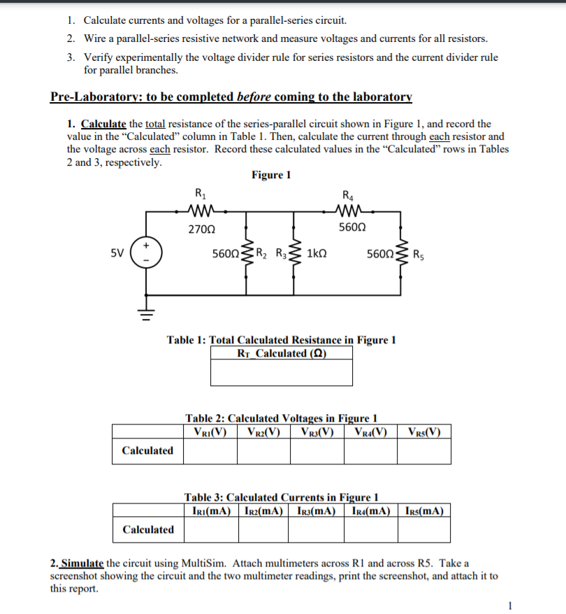 Solved 1. Calculate currents and voltages for a | Chegg.com