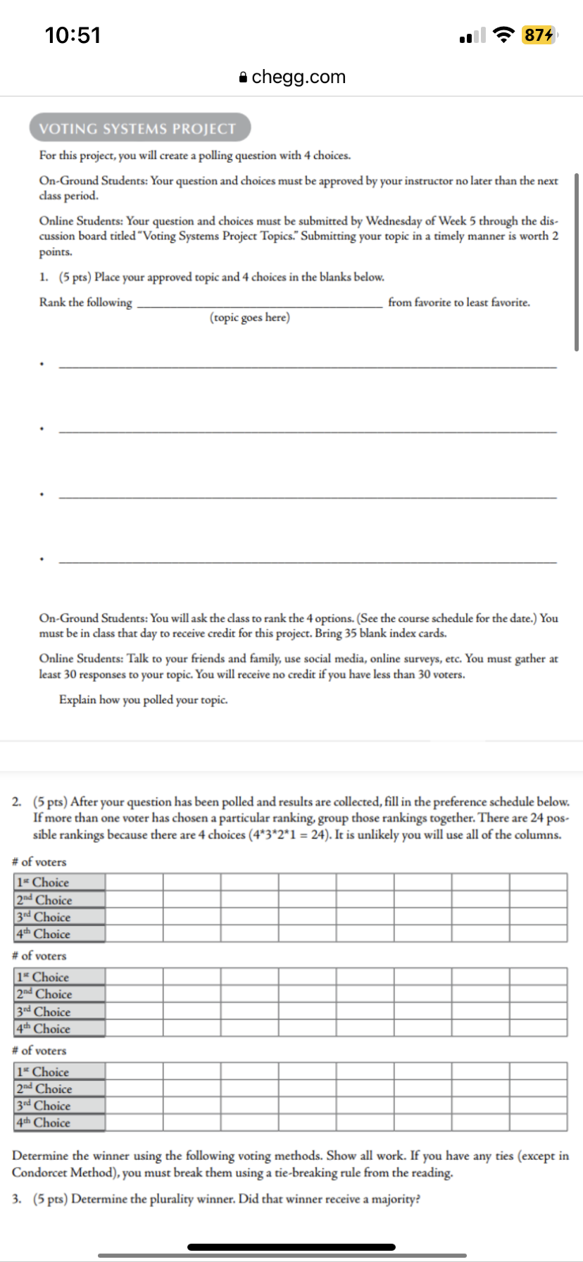 For this project, you will create a polling question | Chegg.com