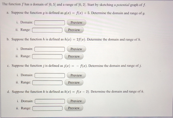 Solved The Function F Has A Domain Of [0 5 And A Range Of