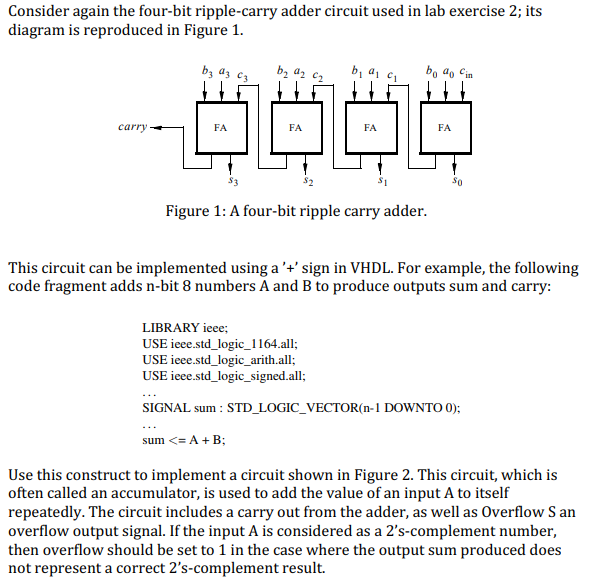 Consider again the four-bit ripple-carry adder | Chegg.com