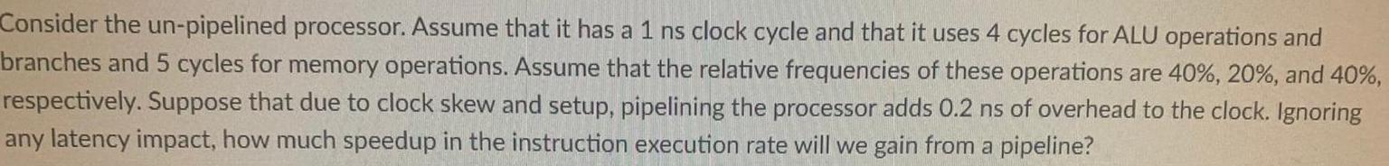 Solved Consider the un-pipelined processor. Assume that it | Chegg.com