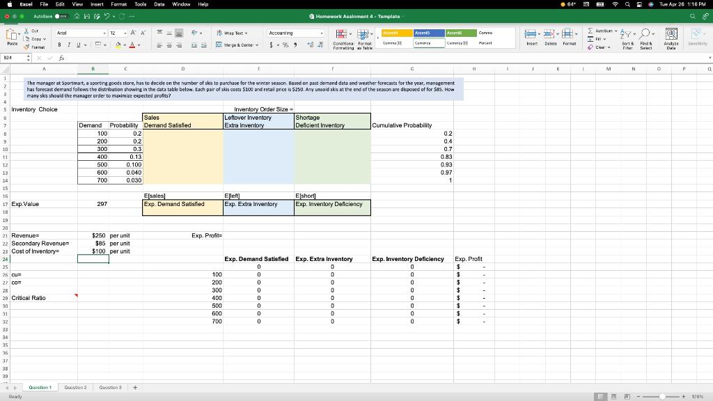 Solved Excel File Edit View Insert Format Tools Data Window | Chegg.com