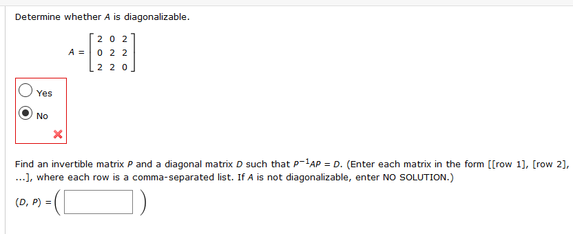 Solved Determine whether A is diagonalizable. A = 202 0 2 2 | Chegg.com